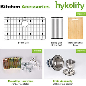 Hykolity 27-inch Undermount Workstation Kitchen Sink, 16 Gauge Single Bowl Stainless Steel Kitchen Sink Undermount with Integrated Ledge and Accessories, 27" x 19" x 9"