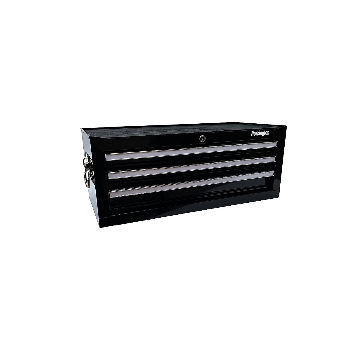 Workington Industrial 3 Drawers Portable Metal Intermediate Box, 26" Middle Tool Chest Cabinet with Ball Bearing Drawer Slides, Steel Tool Storage Box Organizer 4009 Black