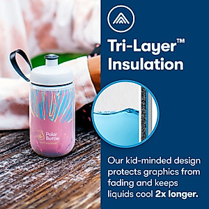 Polar Bottle Kids Insulated Water Bottle – 12oz Daybreak - Plum Purple - BPA Free Sport & Bike Water Bottle, Easy Squeeze Bottle Features for Kids