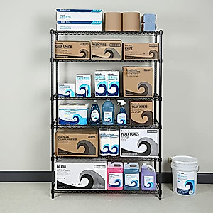 Alera NSF Certified 6-Shelf Wire Shelving Kit, 48w x 18d x 72h, Black Anthracite