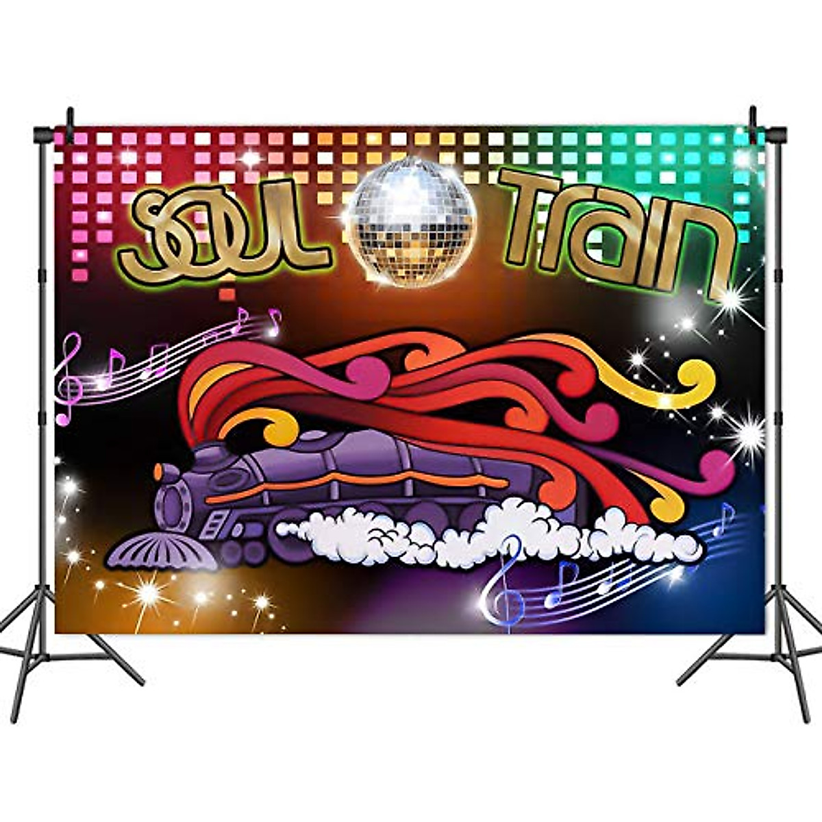 70's Soul Train Theme Photography Backdrop 70's and 80's Disco Dancing Prom Party Decoration Supplies Neon Glow Photo Background Studio Props Banner 7x5ft