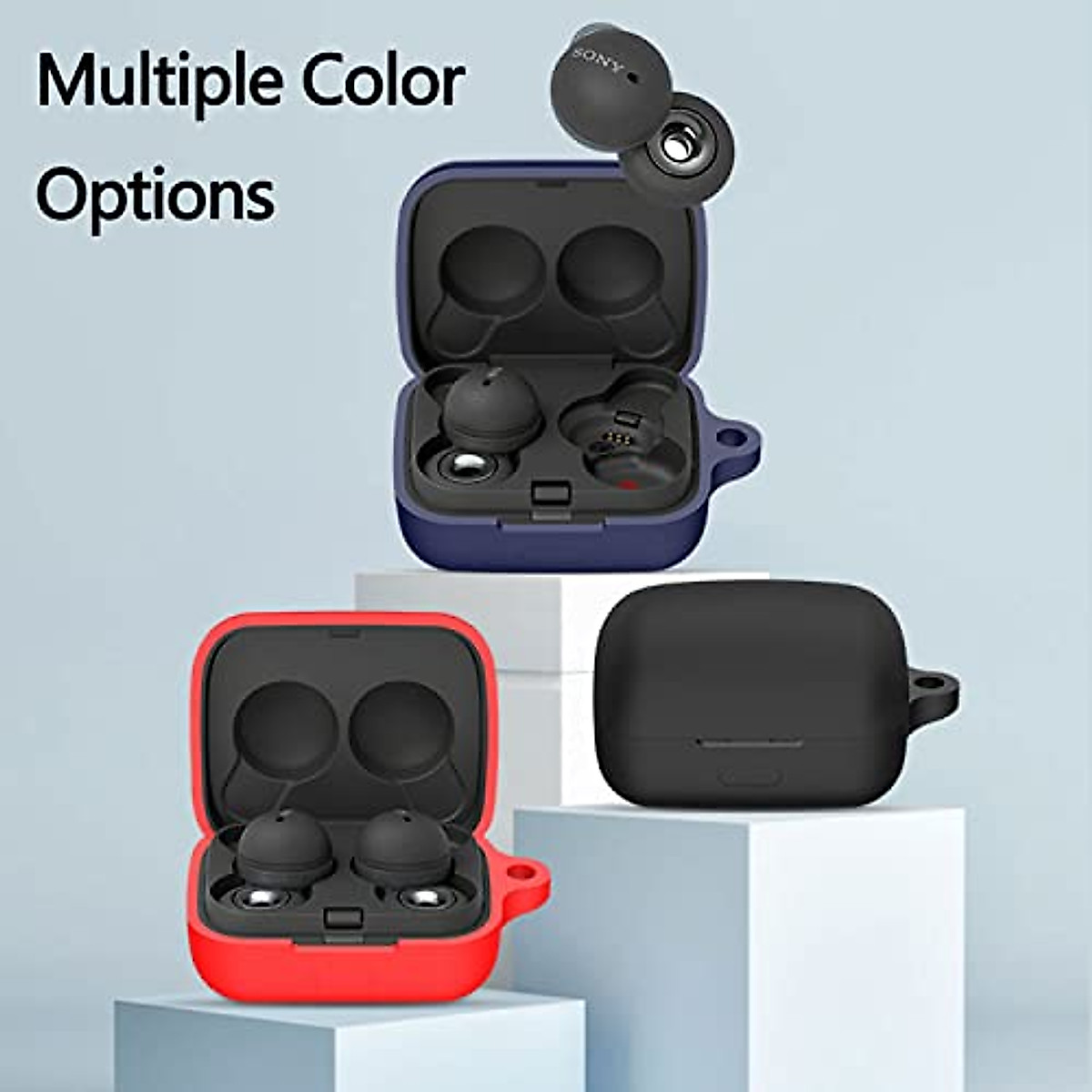 JIML Compatible with Sony Linkbuds WF-L900 Case Soft Silicone Skin Case Cover Shock-Absorbing Protective Case with Keychain and Lanyard for Sony Linkbuds 2022 (Black)