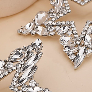 Denifery Fashion Star Stud Earrings Full Crystal Rhinestone Star Dangle Drop Earrings Bling Sparkly Earrings for Party Wedding for Women (Silver)