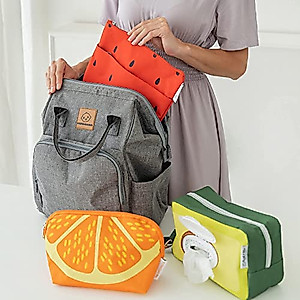 Bundle & Bliss Fruit Diaper Bag Organizing Pouches. Cloth Diaper Bag Organizer Pouches with Zipper. 4pc Set Travel Pouch Bags Packing Cubes. Wet Bag, Diaper Clutch Baby Wipe Holder etc.