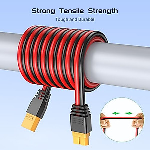 Bateria Power XT60 Extension Cable 10FT, XT60 Female to Male Connector Adapter, 12AWG Solar XT60 Extension Wire for Solar Panel RV to Portable Power Station Solar Generator RC Battery