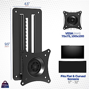 VIVO Height Adjustable 17 to 32 inch Single Monitor Articulating Wall Mount for Standing Workstations, Fits 1 Screen with Max VESA 100x100mm, Black, MOUNT-VW01A