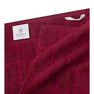 Kitchen Hand Towels 16"x 28" | Red Popcorn Gird Design | Kitchen Towel Set | Soft, Highly Absorbent with Hanging Loop | Natural Ring Spun Cotton Kitchen Towel | Large Tea Towel Set | 380 GSM - 6 Pack