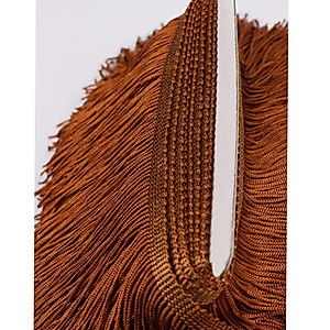 Heartwish268 Fringe Trim Lace Polyerter Fibre Tassel 4inch Wide 10 Yards Long for Clothes Accessories Latin Wedding Dress DIY Lamp Shade Decoration Black (Coffee)