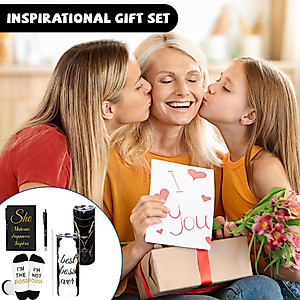 4 PCS Best Boss Lady Gifts Thank You Gifts for Women Includes 20 Oz Black Marble Tumbler Cotton Socks A6 Notepad with Ballpoints, Appreciation Day Boss Day Office Leader Christmas Gift