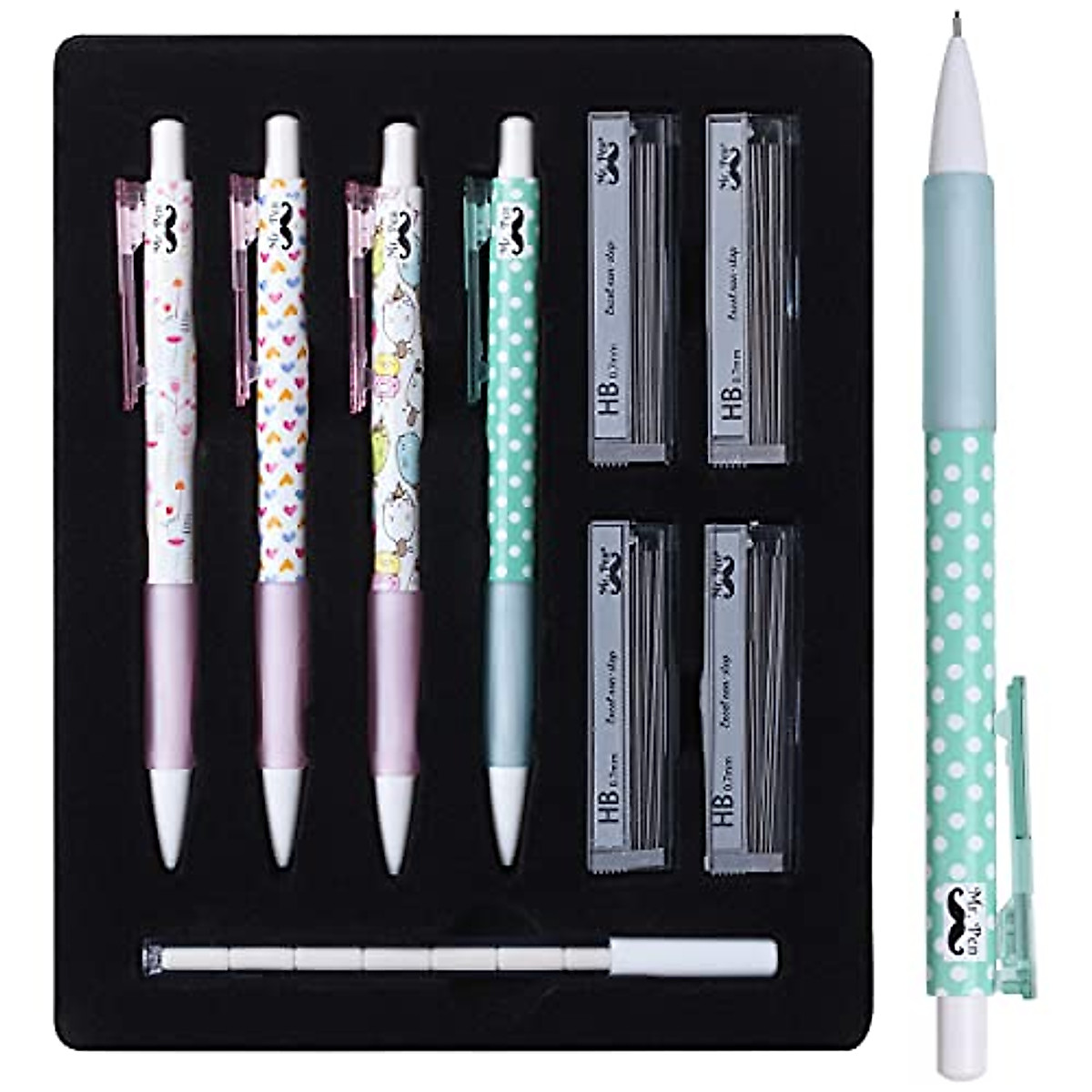 Mr. Pen- Cute 0.7mm, 16 pcs, Mechanical Pencil for Girls with Lead and Eraser for Kids, Fancy Pencils