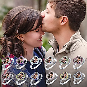 SLIACETE Custom Photo Ring 925 Sterling Silver Personalized Picture Ring Birthstone Ring Promise Rings Anniversary Jewelry Gift For Her Bride Women