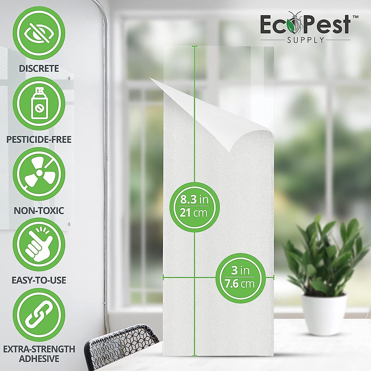 Window Fly Traps – 12 Pack | Transparent Sticky Fly Trap for Windows | Discrete, Extra Large Insect Glue Trap and Indoor Bug Catcher for House Flies and Other Flying Insects