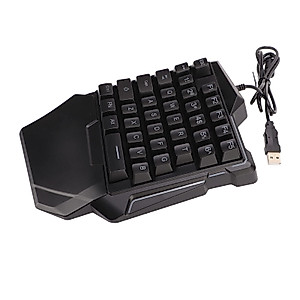 Dilwe One Hand RGB Gaming Keyboard and Backlit Mouse Combo, USB Wired 35 Keys Keyboard 6 Keys Gaming Mouse Converter Set with Bracket for PC Gamer