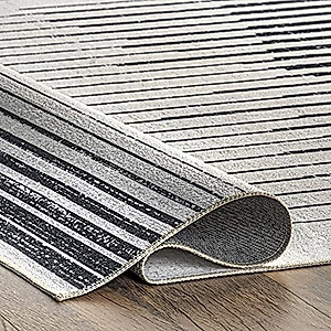 nuLOOM Francesca Machine Washable Contemporary Moon Area Rug, 5' x 8', Grey