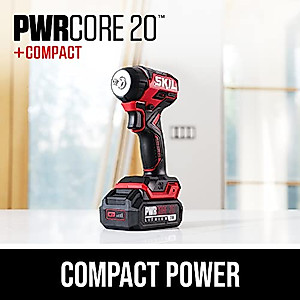 SKIL PWR CORE 20 Brushless 20V 3/8 in. Compact Impact Wrench Kit with 3-Speed & Halo Light Includes 2.0Ah Battery and PWR Jump Charger - IW6739B-10