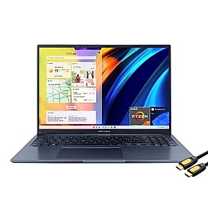 ASUS Vivobook Laptop, 16" FHD IPS Display, AMD Ryzen 7 5800HS, AMD Radeon Graphics, 12GB DDR4, 1TB NVMe SSD, 180° Lay-Flat Hinge, USB-C, Wi-Fi 6, Keypad, Bluetooth, Webcam, PDG HDMI, Win 11 Pro