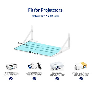 Small Mini Projector Shelf/Modem Shelf/Router Shelf/Router Wall Mount/Cable Box Wall Mount,Floating Projector Wall Mount, Projector Shelf for Wall, Holder Stand Accessories White