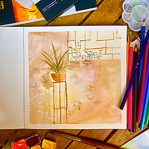 tumuarta Square Watercolor Paper Pad, 100% Cotton, 8x8", 140 LB, 300 GSM, 20 Sheets, Cold Press, Acid Free, Mixed Media Sketch Books for Watercolors, Acrylic, Gouache and Dry Media