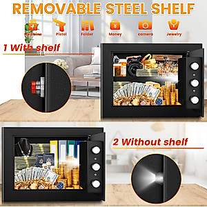 GHJGAGE 2.0 Cubic Large Safe Box Fireproof Waterproof, Anti-Theft Fireproof Safe with Digital Keypad & Mute Function, Security Home Safe for Money Firearm Documents Valuables