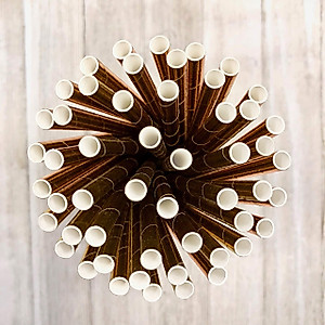 Gold Foil Paper Straws - Wedding Supply - Solid Color Drinking Straws - 7.75 Inches - 50 Pack Outside the Box Papers Brand