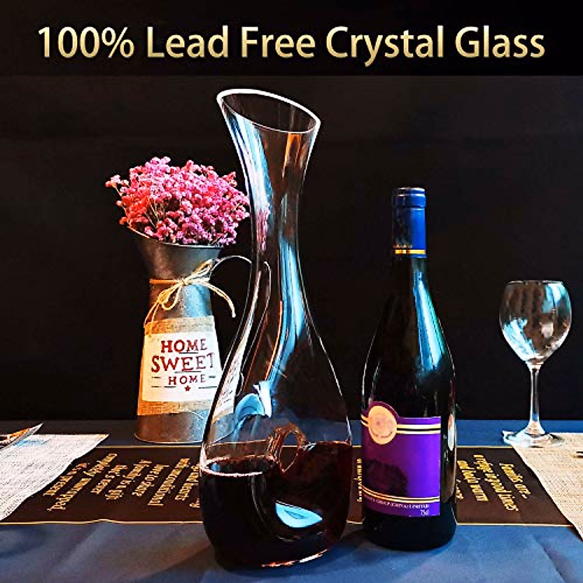 NUTRIUPS Wine Decanter with Stopper Wine Decanters and Carafes Hand Blown Wine Aerating Decanter Wine Carafe Decanter Pierced Decorative Snail Red Wine Decanters with Lid