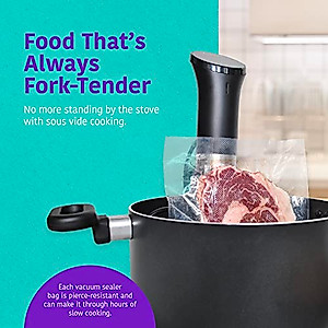 HAULMATE 11"x16" Vacuum Seal Bags - 100 Bags Food Saver Bags, Maximum Vacuum Sealer Suction for Sous Vide Cooking, Freezer & Microwave-Safe, Clamp Sealer Compatible, 7-layer Pierce-Resistant Material