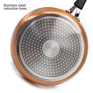 Ecolution Impressions Hammered Nonstick Frying Pan, Dishwasher Safe Cookware with Riveted Stainless Steel Handles, 10-Inch, Copper