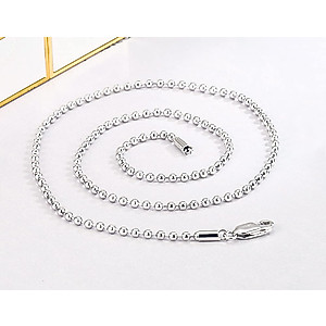 Meilanduo Solid 925 Sterling Silver 2.3mm Ball Bead Chain Necklace 18, 20, 22, 24, 26, 28 Inch for Women & Men (28")