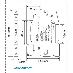 WatchfulEyE WTH-SG/TER-XS DIN-Rail Mounted Ultra Slim Data Signal Surge Protector with Full GDT & TVS Protection
