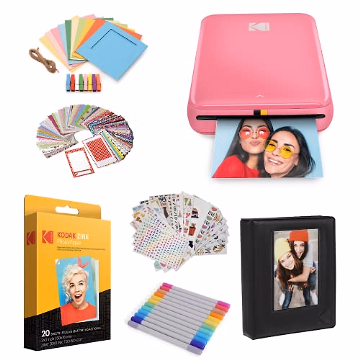 Kodak Step Instant Color Photo Printer with Bluetooth/NFC, ZINK Technology & Kodak App for iOS & Android (Pink) Starter Bundle