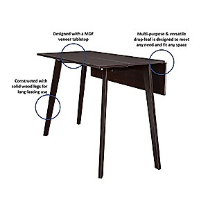 COSCO 48" x 30" Wood Drop-Leaf Dining & Console Table, Dark Mahogany