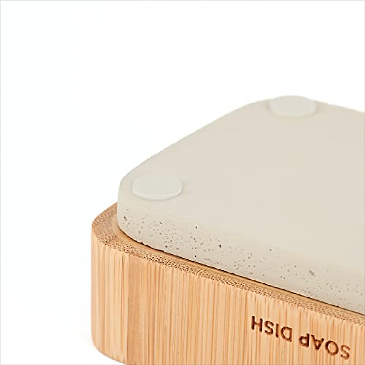 Bamboo Bathroom Accessories Set, Bamboo Wood Bathroom Accessories Include Bamboo Soap Dispenser, Tumbler, Soap Dish, with Concrete Base