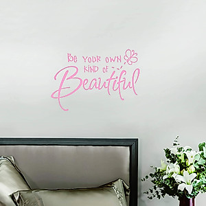 Be Your Own Kind of Beautiful Wall Stickers Quote, CUNYA DIY Vinyl Butterfly Decal Wallpaper Wall Decor for Bedroom Teen Girl Home Decoration (Pink)
