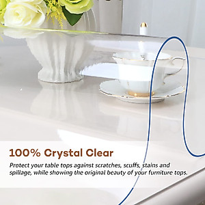 RostiKong 40 Inch Square Clear Vinyl Table Pad Protector Waterproof Rectangular Plastic Tablecloth Wood Furniture Granite Kitchen Countertop Sofa Desktop Table Liner Runner Protective Cover Desk Mat