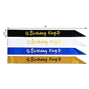 Party to Be Birthday King Sash Gold 3.15" Wide x 35" Long from Shoulder to Hip