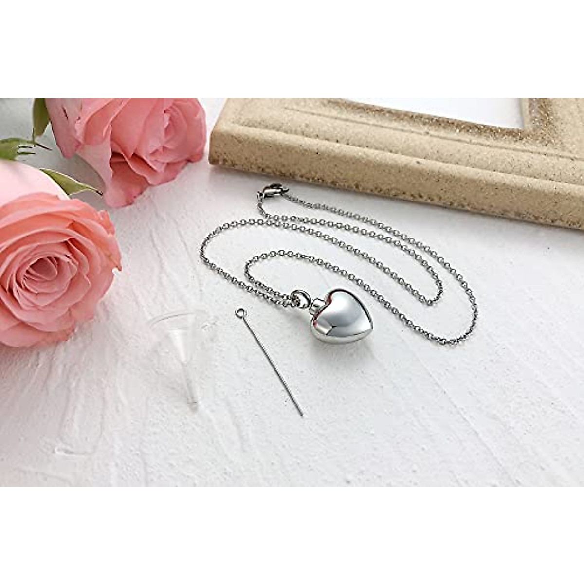 VNOX Pack of 5 Cremation Jewelry Cute Heart Cremation Urn Necklace for Ashes Holder Urn Pendant Necklace Keepsake Jewelry