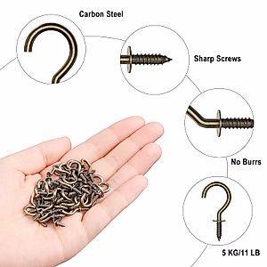 RELBRO Small Screw Hooks, 1/2 Inch Mini Metal Twist in Hook, 100 Pcs, Bronze