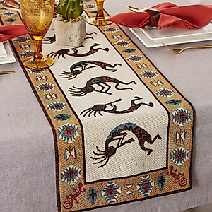DII Tabletop Collection, Southwest Hacienda Stripe, Table Runner, 13x72, Kokopelli Tapestry