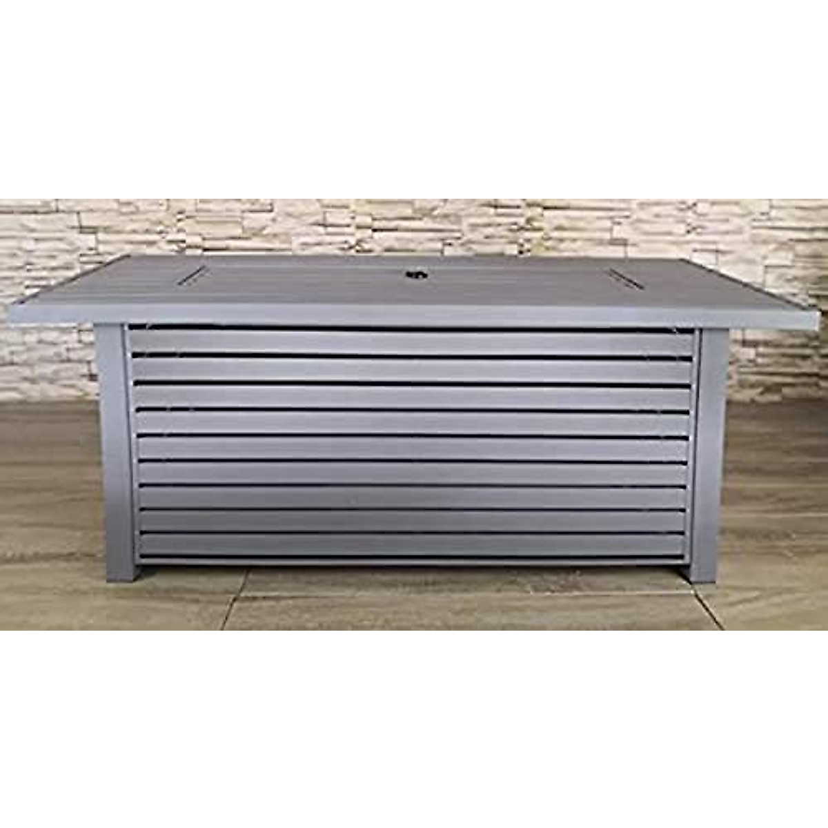 LSI Rectangle Steel Propane Fire Pit Table for Outside Patio,Home,Garden,Backyard,Outdoor Fireplace | Auto-Ignition | Hideaway Tank Holder (54 Inch, Grey)