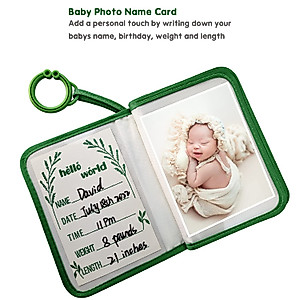 Boczif Baby Photo Album, Baby Memory Book 4X6", Baby Photo Album with Milestone Cards, Soft Photo Cloth Book Gift Set for Newborn Toddler & Kids(Green)