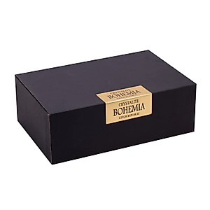 CYOIDAI Bohemian Crystal Glass Set of 6 Whiskey Glasses 11oz./320ml. Elegant Quadro Design Heavy Base Old Fashioned Style Bourbon Scotch Vodka Brandy Holiday Gift Birthday Wedding Housewarming