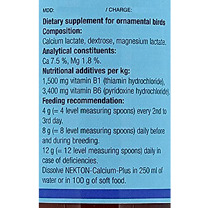 Nekton Calcium-Plus Calcium and Magnesium with B Vitamins for Birds 650gm / 1.43Lb, White