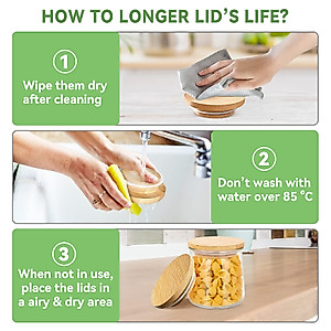 Lid Fits Oui Yogurt Jar, 4 Pack Bamboo Reusable Lids Wood Cover Compatible with Yoplait Yogurt Jar, Airtight & Dishwasher Safe