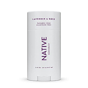 Native Deodorant | Natural Deodorant for Women and Men, Aluminum Free with Baking Soda, Probiotics, Coconut Oil and Shea Butter | Lavender & Rose