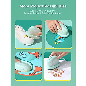 Hiipoo Mini Heat Press Machine for Pressing Small Objects T-Shirts, Shoes, Hats and Heating Transfer, Small Heat Press Portable Iron, 3 Heat Settings (Green)