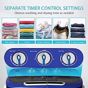 VIVOHOME Electric Portable 2 in 1 Twin Tub Mini Laundry Washer and Spin Dryer Combo Washing Machine with Drain Hose for Apartments 13.5lbs Blue & White