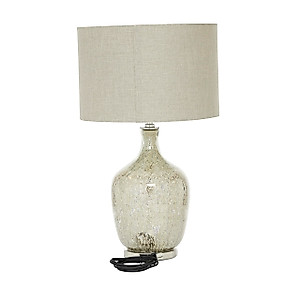 Deco 79 Glass Room Table Lamp Accent Lamp with Faux Mercury Glass Finish, Lamp 16" x 16" x 27", Silver