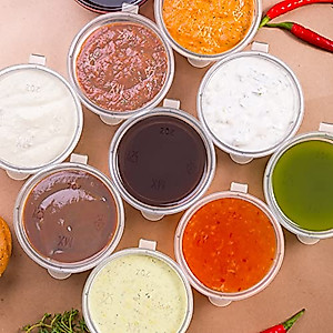 Didaey 300 Pcs 2 oz Plastic Dressing Containers Clear Portion Cups Small Condiment Containers with Lids Hinged Airtight Souffle Cups Disposable Sauce Cups with Lids for Food, Salad Storage