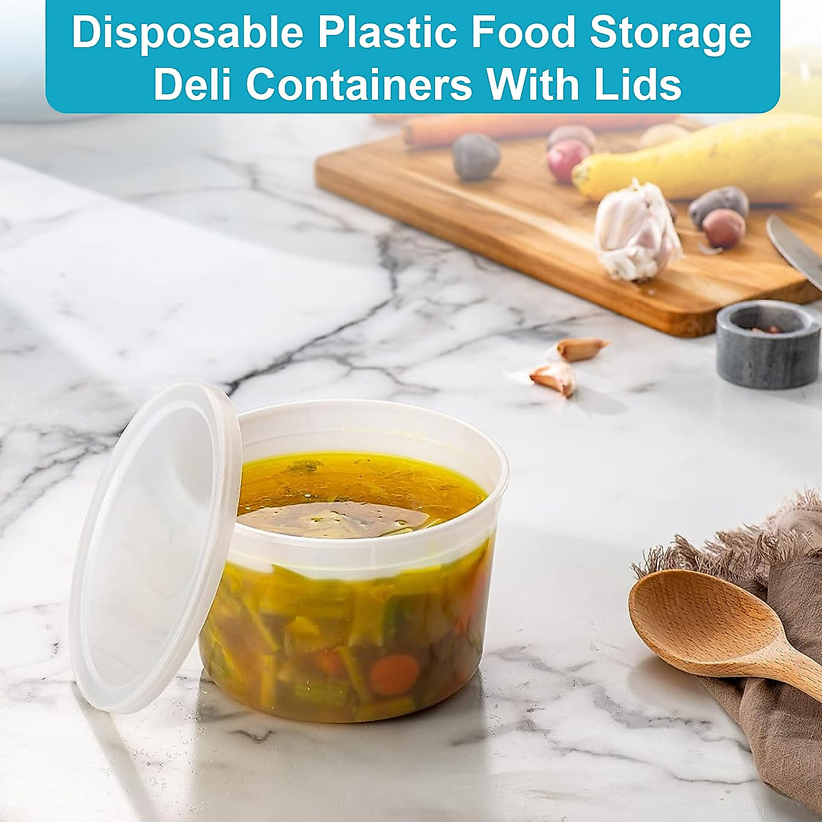 Fonteme 64 oz Deli Plastic Food Storage Containers with Lids – 12 Sets | Microwave, Freezer, and Dishwasher-Safe Meal Prep Containers | Stackable, Leak-proof Containers for Securely Food Storage…