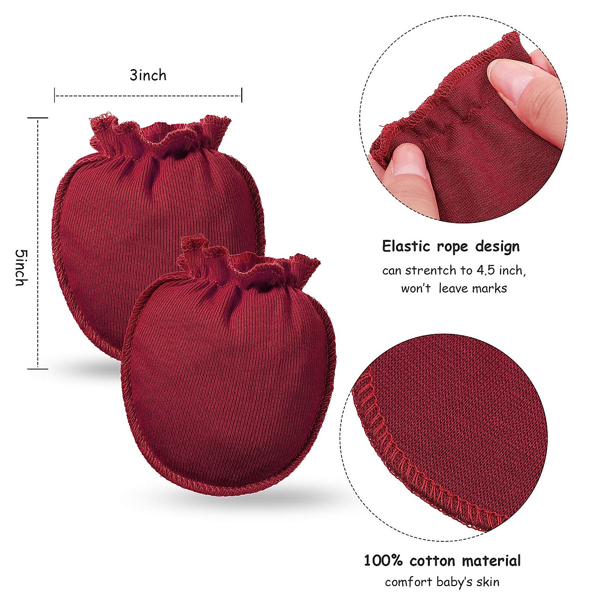 Geyoga 18 Pieces Baby Headband Newborn Socks and Mittens Sets Elastic Baby Essentials Boys Girls 0-6 Months (Wine Red, Pink, Yellow, Balsklish Green, White, Black)